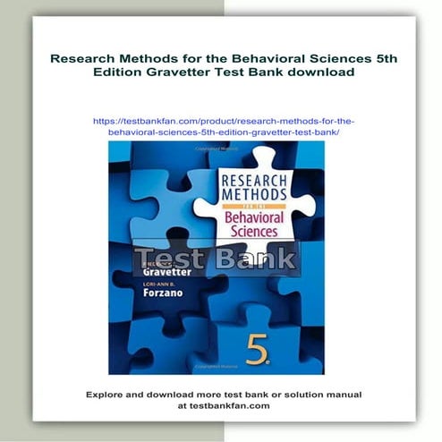 Research Methods for the Behavioral Sciences 5th Edition Gravetter Test ...