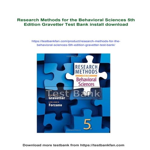 Research Methods for the Behavioral Sciences 5th Edition Gravetter Test ...