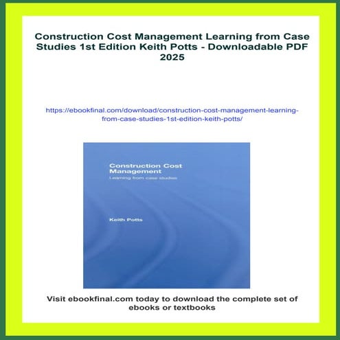 Construction Cost Management Learning from Case Studies 1st Edition ...