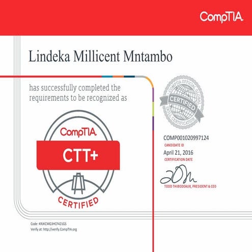 CompTIA CTT+ Classroom Trainer certificate | PPT