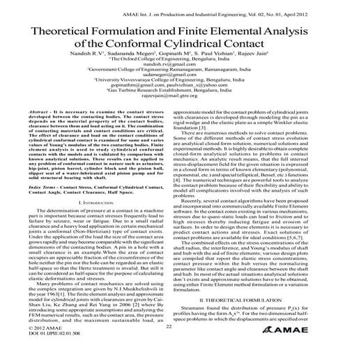Theoretical Formulation and Finite Elemental Analysis of the Conformal ...