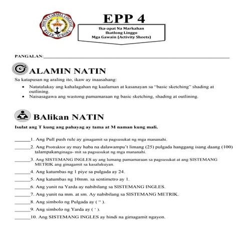 Q4_LE_EPP 4_Lesson 4_Week 4.pdf EPP modules | PDF