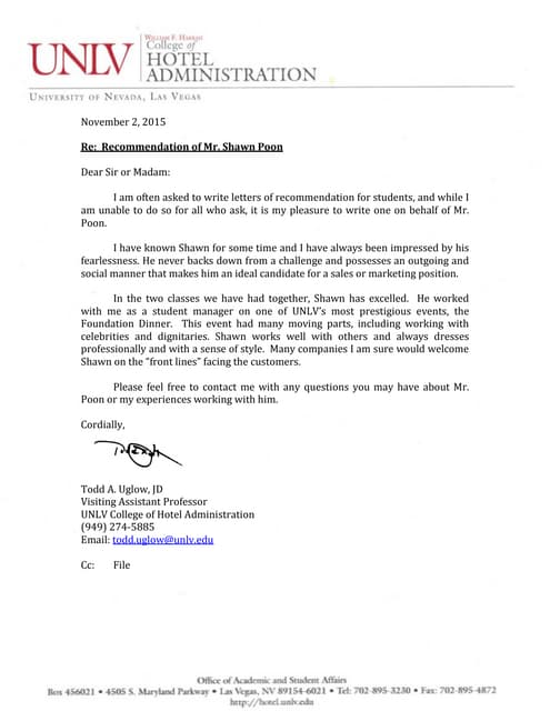 Front desk reference letter | DOC