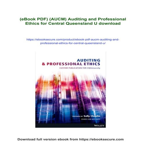 (eBook PDF) (AUCM) Auditing and Professional Ethics for Central Queensland U | PDF