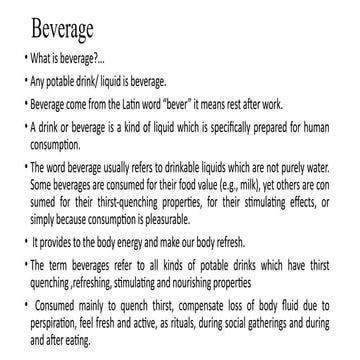 History and types of beverages | PPTX