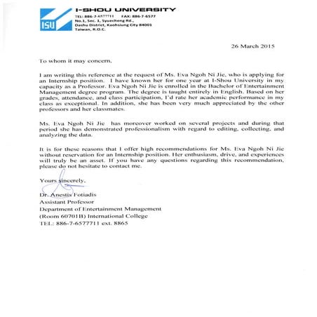 Recommendation Letter | PDF