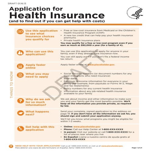 CMS Draft - Application for Individual Health Insurance | PDF