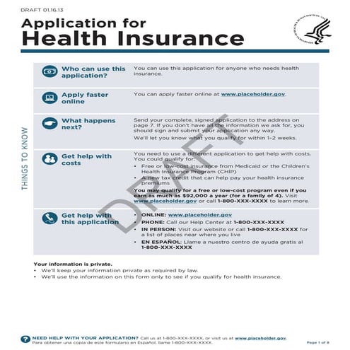 CMS Draft - Application for Individual Health Insurance (No Financial ...