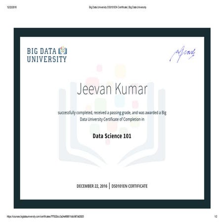 Gaurav-Big Data University DS0105EN Certificate _ Big Data University | PDF