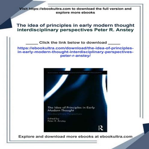 The idea of principles in early modern thought interdisciplinary ...