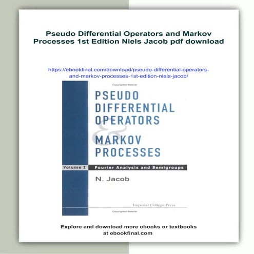 Pseudo Differential Operators and Markov Processes 1st Edition Niels Jacob | PDF