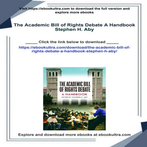The Academic Bill of Rights Debate A Handbook Stephen H. Aby | PDF
