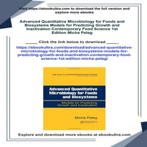 Advanced Quantitative Microbiology for Foods and Biosystems Models for ...