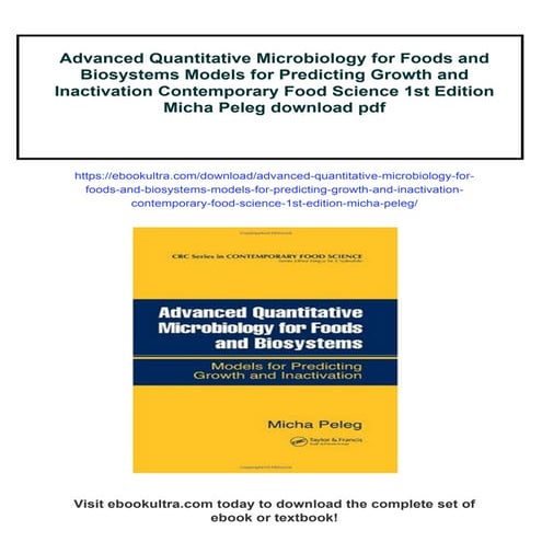 Advanced Quantitative Microbiology for Foods and Biosystems Models for ...