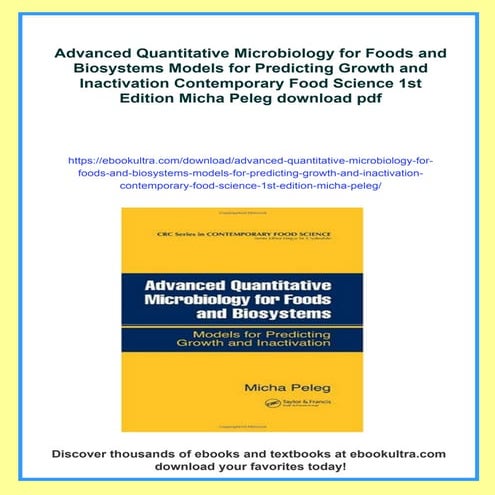 Advanced Quantitative Microbiology for Foods and Biosystems Models for ...
