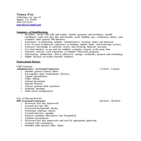 Tonya Foy - 2017 revised resume | PDF