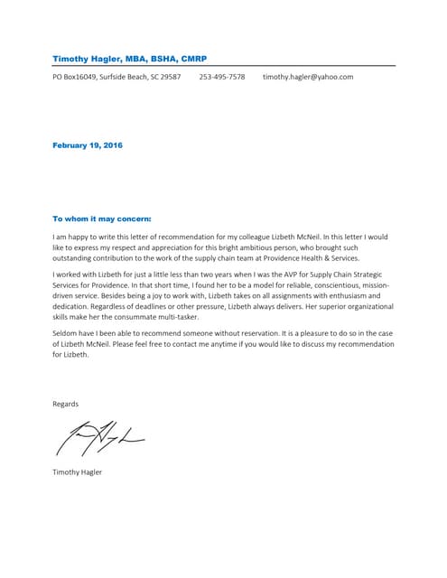 Letter of Recommendation Finance Director | PDF | Business Accounting & Finance | Business