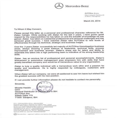 AUTOline -CEO recommendation letter | PDF