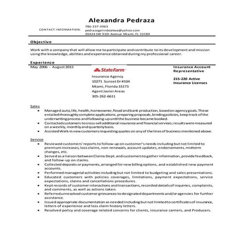 ALEXANDRA PEDRAZA RESUME | DOCX | Business Administration | Business