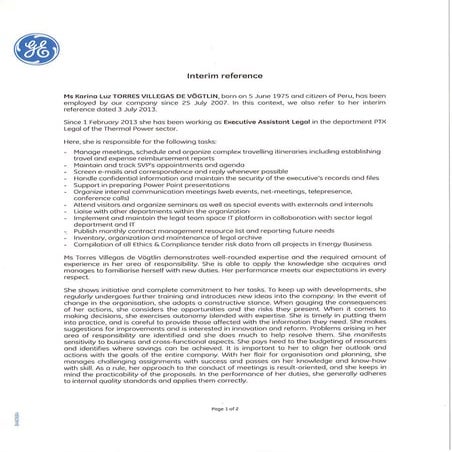 GE Reference Letter | PDF