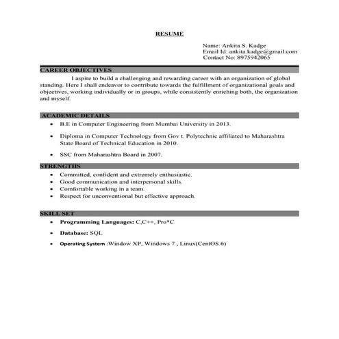 Ankita REsume | DOC