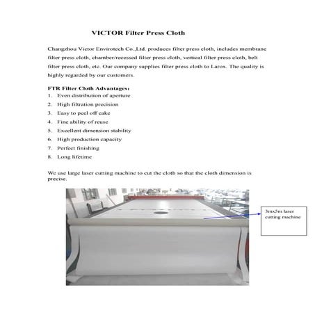 Larox & Metso Filter Press cloth introduction | PDF