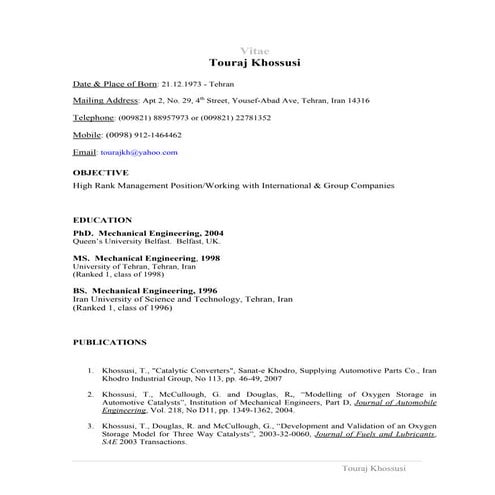 Touraj Vitae-last | PDF