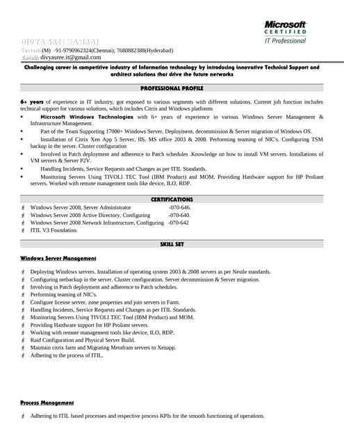 Wintel & Windows Server support Profile | DOC