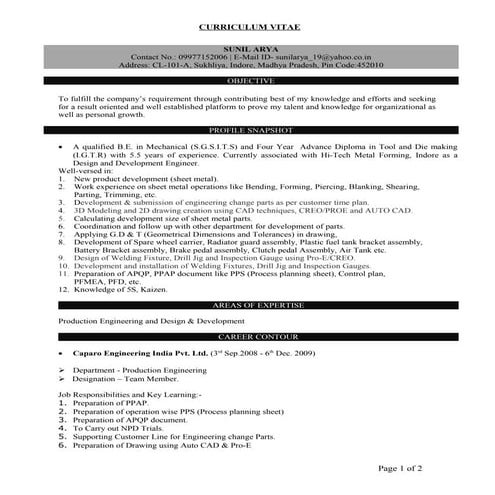 Resume-SUNIL ARYA | DOC