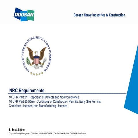 2.2 SITTNER NRC REQUIREMENTS 10 CFR 21 | PPT