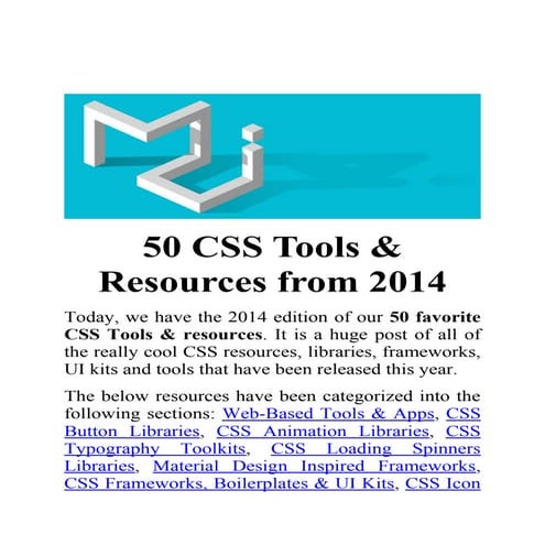 50 Css Tools And Resources From 2014 Pdf