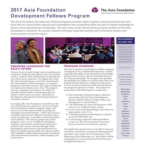 Asia Foundation Development Fellows (2017) | PDF