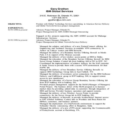 Resume for Gary Grathen | DOC