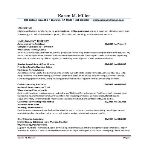 Miller Karen M Resume | PDF