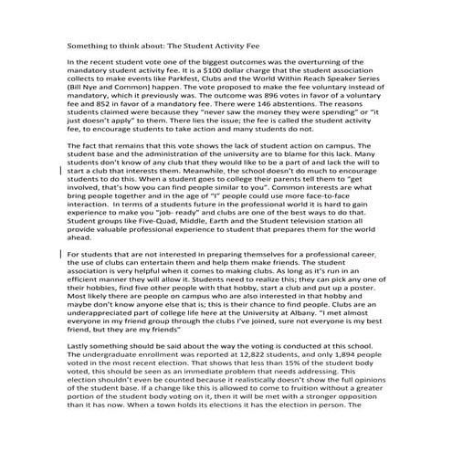 Student Activity fee | PDF