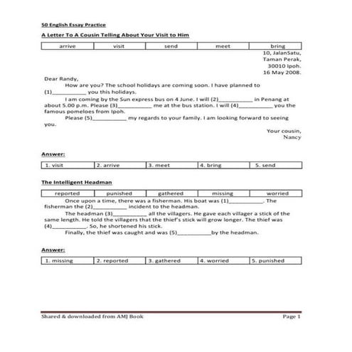 50 english essay practice | PDF