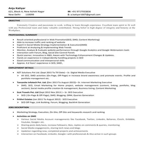 Anju New Cv | DOCX