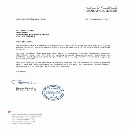 Dubai Chamber letter | PDF