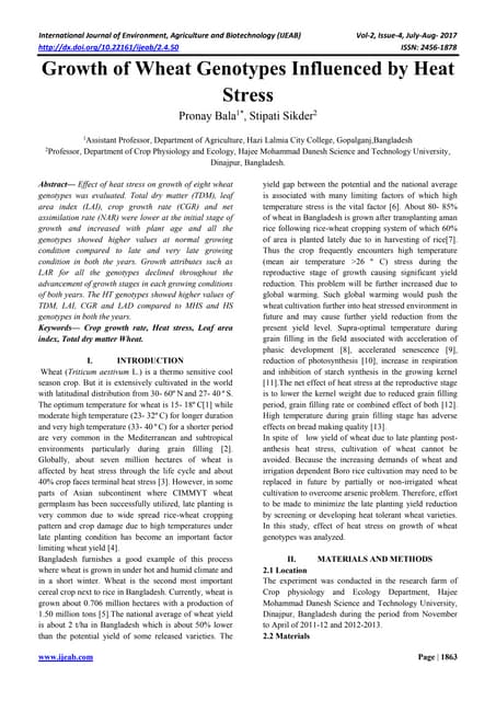 Drought and heat stress in late sown wheat and mitigation strategies | PPTX