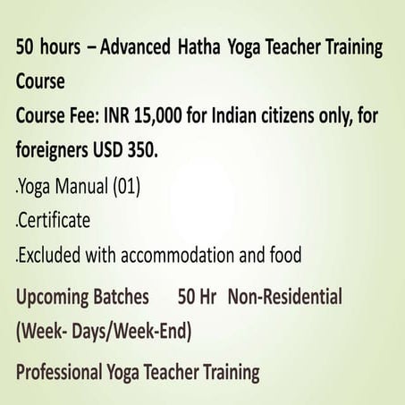 50 Hours OfflineOnline – Vinyasa Yoga Teacher Training Certificate ...