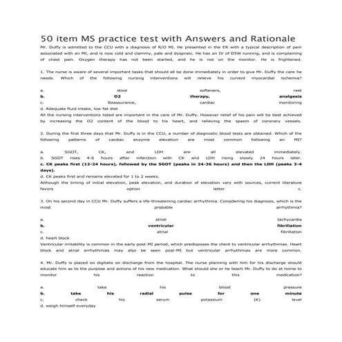 50 item ms practice test with answers and rationale | DOCX