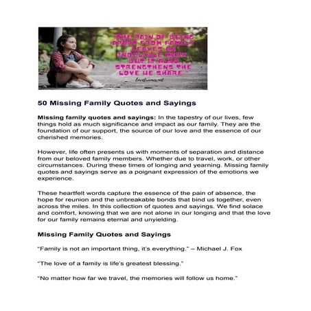 50 Missing Family Quotes and Sayings.pdf | Bereavement | Family and ...