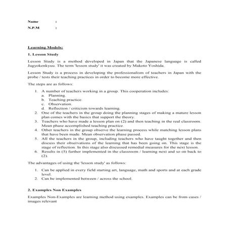 50 model pembelajaran (50 Learning Models) | PDF