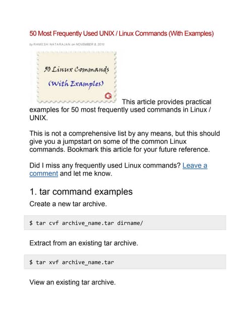 50 Most Frequently Used Unix Docx