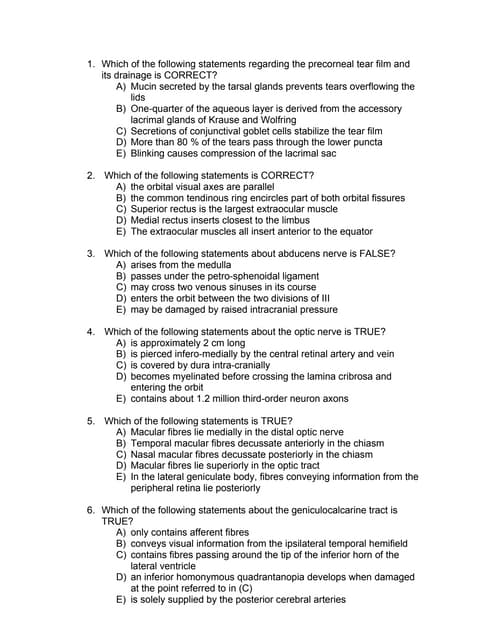 118 ophthalmology Questions & Answers - MCQ | DOCX