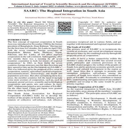 SAARC The Regional Integration in South Asia | PDF