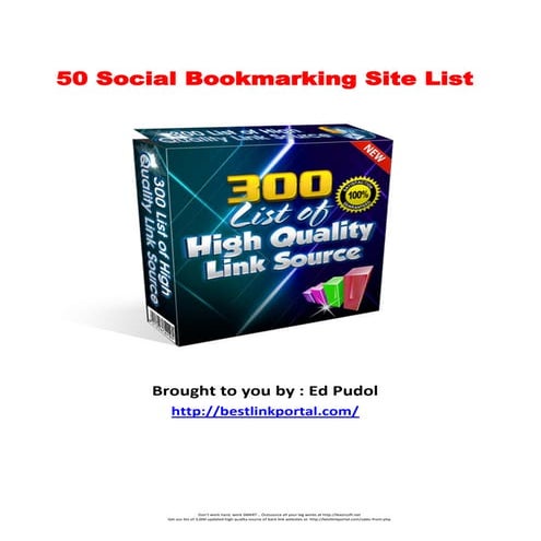 50 social bookmarking site list | PDF