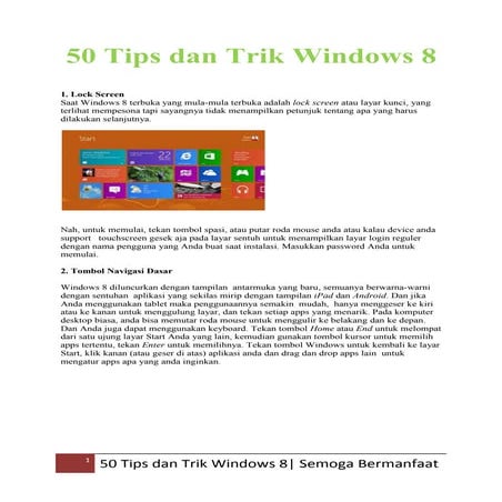 50 tips dan trik windows 8 | PDF