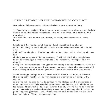 50 UNDERSTANDING THE DYNAMICS OF CONFLICTAmerican Manageme.docx