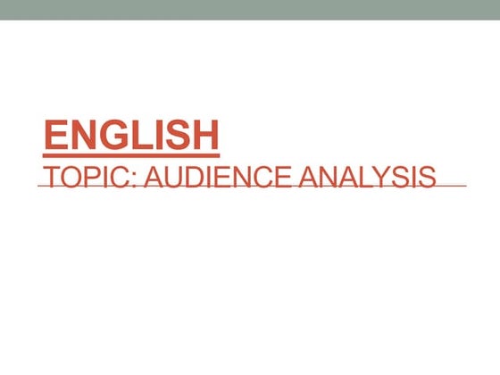 Audience Analysis | PPT